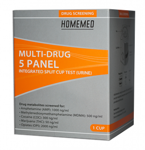 HOMEMED Multi-Drug 5 Panel Integrated Split Key Cup Single from Homemed™